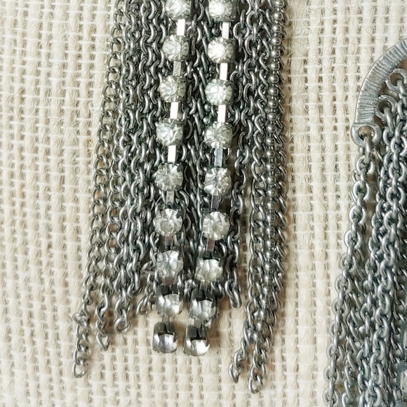 Jewelry | Silver Sparkly Chain Chandelier Earrings | Poshmark